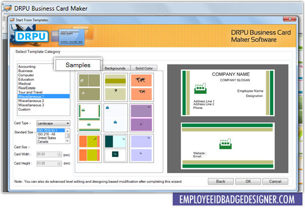 Screenshots of Business Card Designing Software for how to create ...