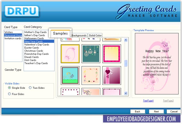 Greeting Card Designing Software screenshots for how to create greetings