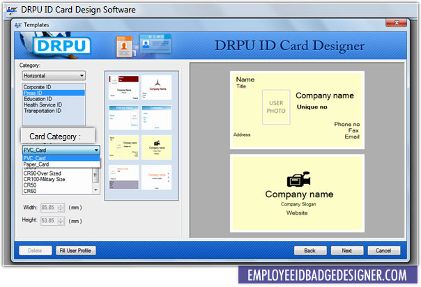 Screenshots of ID Card Designing Software creates employee identity card